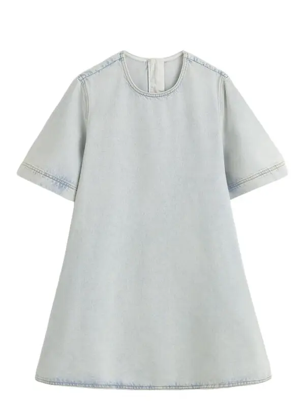 Cos Flared Denim Mini Dress - Light Blue