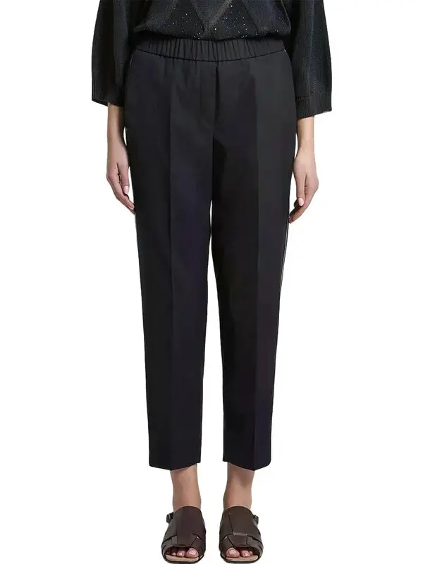 Peserico Side-stripe Pressed-crease Trousers - Blue