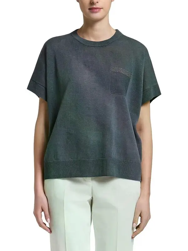 Peserico Monili-embellished Pocket Sweater - Blue