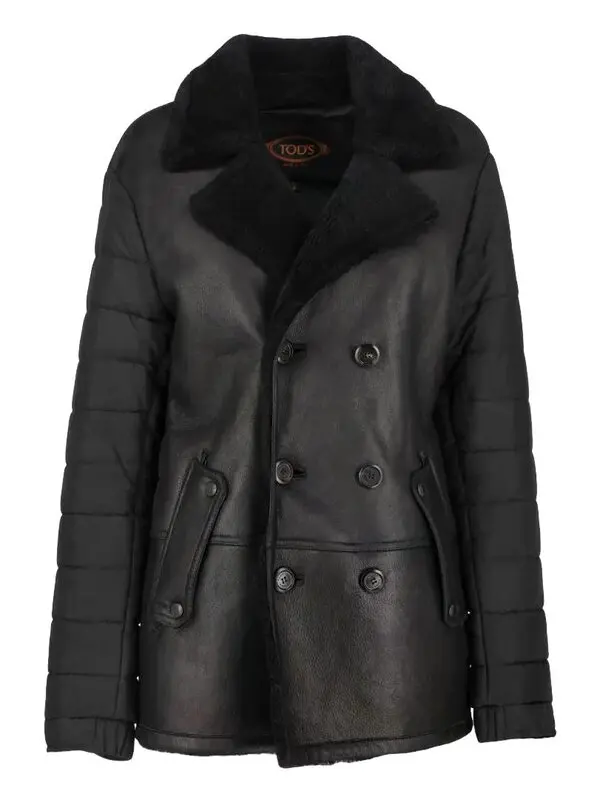 TOD'S Collared Quilted-sleeve Coat - Black
