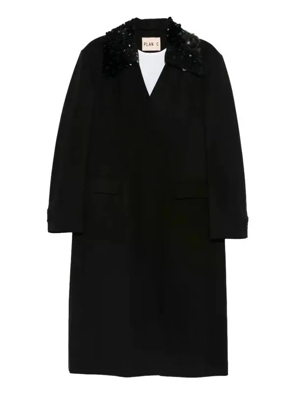 Plan C Sequin-embellished Coat - Black