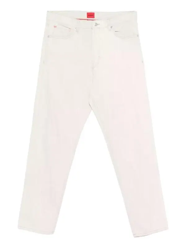 BOSS Logo-patch Straight Leg Jeans - Neutrals