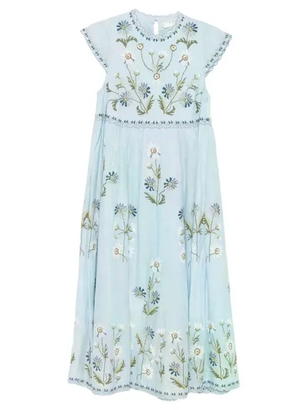 Sea Audra Embroidered Midi Dress - Blue