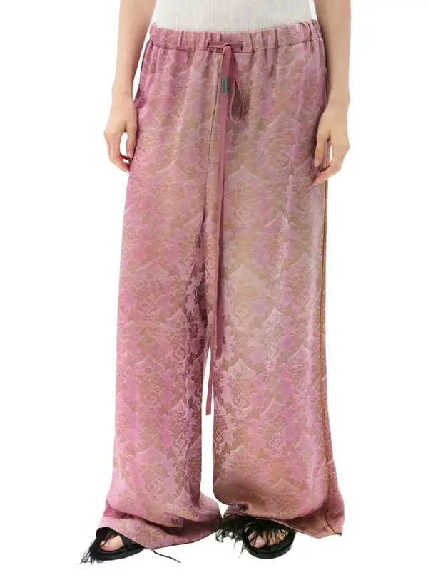 ANN DEMEULEMEESTER Damask-jacquard Trousers - Pink