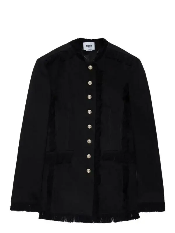 MSGM Buttoned Jacket With Fringe - Black