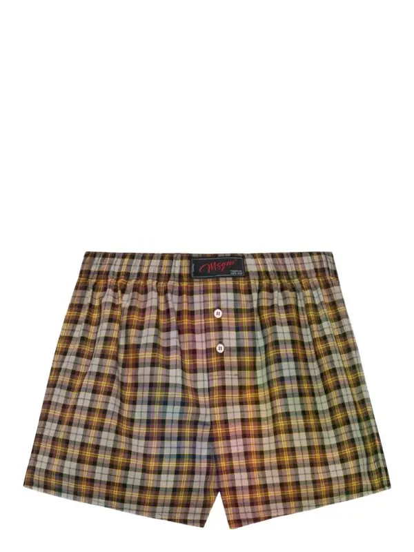 MSGM Buttoned Checked Shorts - Brown