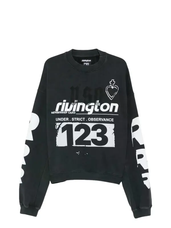 RIVINGTON ROI REBIS Graphic-print Logo-sleeve Sweatshirt - Black