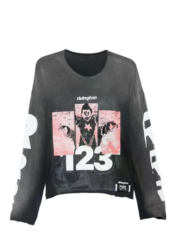 RIVINGTON ROI REBIS Graphic-print Long-sleeve T-shirt - Grey