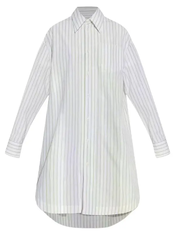 Ami Striped Cotton Shirt Dress - White