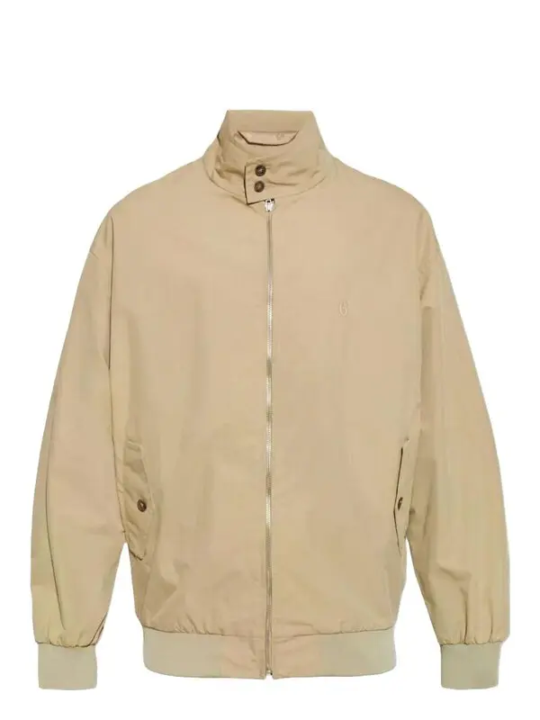MAISON MARGIELA Embroidered-logo Zip-up Cotton Jacket - Neutrals