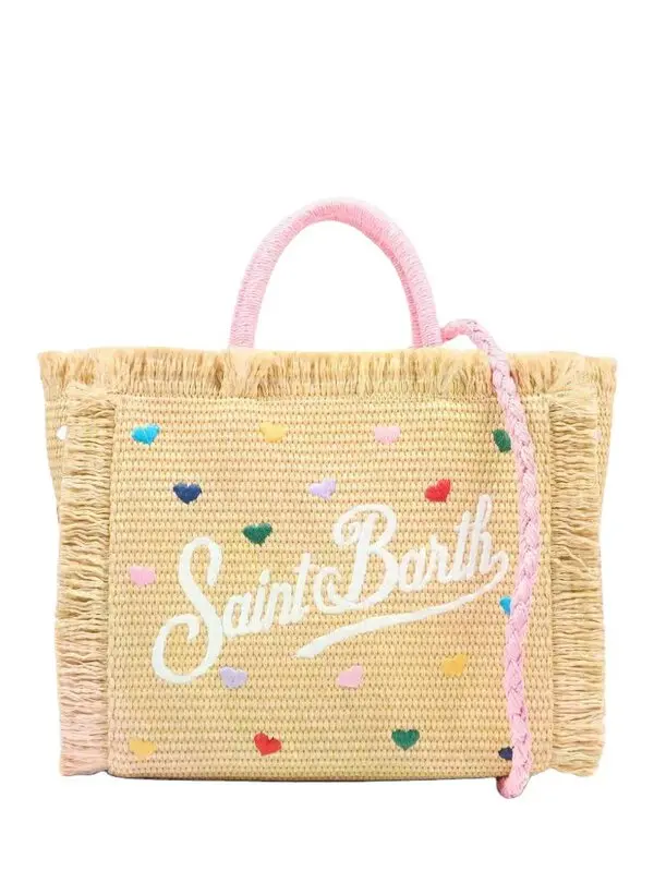 MC2 SAINT BARTH Heart Embroidered Tote Bag - Neutrals