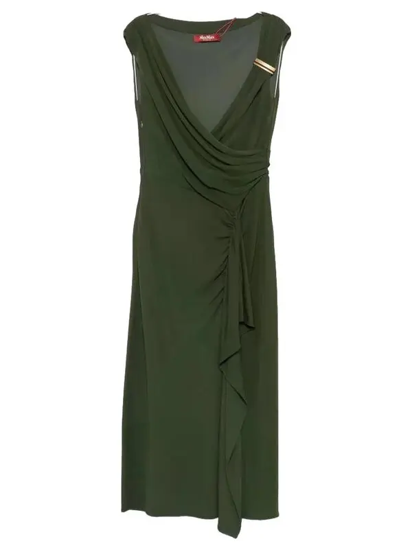 Max Mara Taureo Draped Ruffled Midi Dress - Green