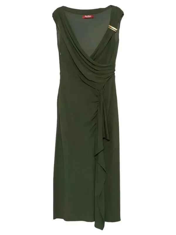 Max Mara Taureo Draped Ruffled Midi Dress - Green
