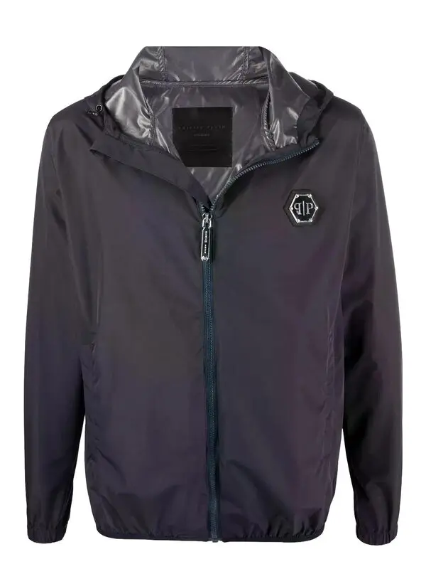 Philipp Plein Logo-patch Zip-up Windbreaker - Blue