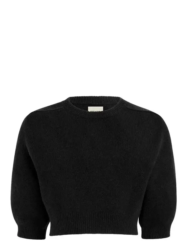 Khaite Lorelai Cropped Merino Wool-cashmere Sweater - Black