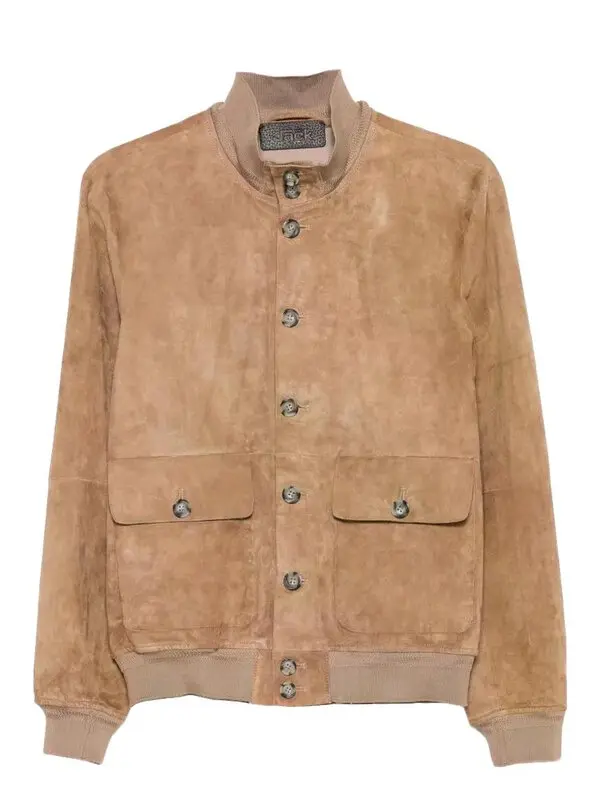 THE JACKIE LEATHERS Suede Bomber Jacket - Neutrals