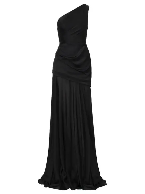 IL VOLO Aeris One-shoulder Draped Dress - Black