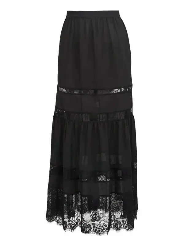 FLEUR DU MAL Lace Maxi Skirt - Black