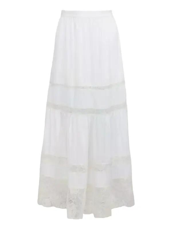 FLEUR DU MAL Lace Insert Maxi Skirt - White