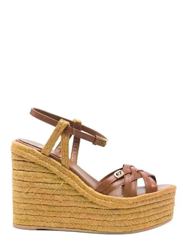 Valentino Garavani Leather Wedge Sandals - Brown