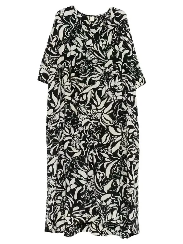 Aspesi Floral-pattern Midi Dress - Black