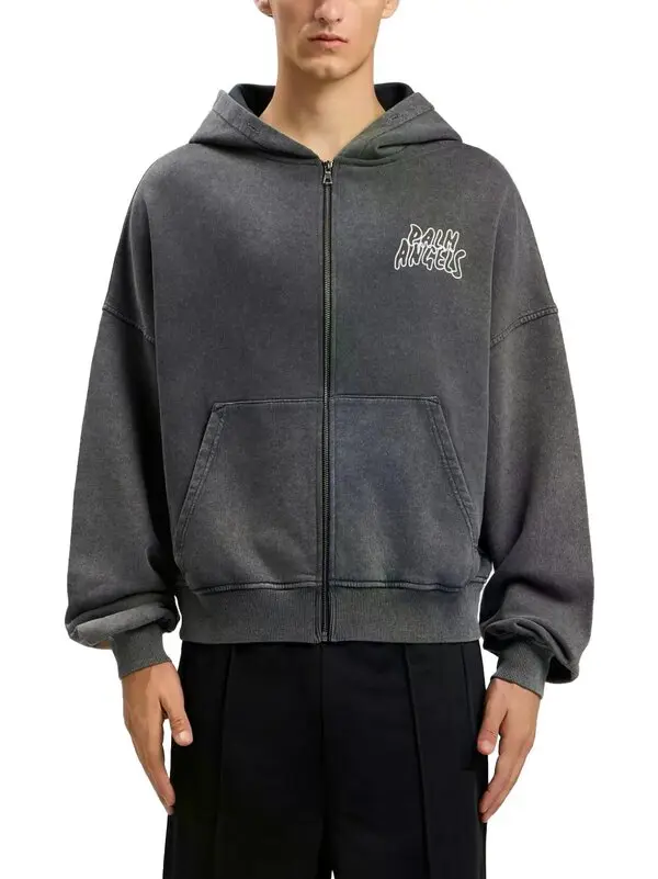 Palm Angels Graphic Zipped Hoody - Grey