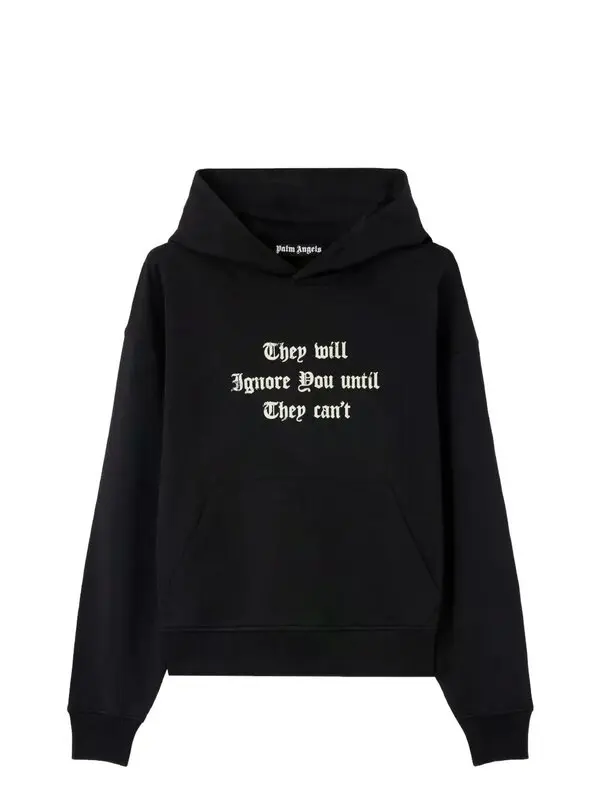 Palm Angels Text-print Kangaroo Hoodie - Black