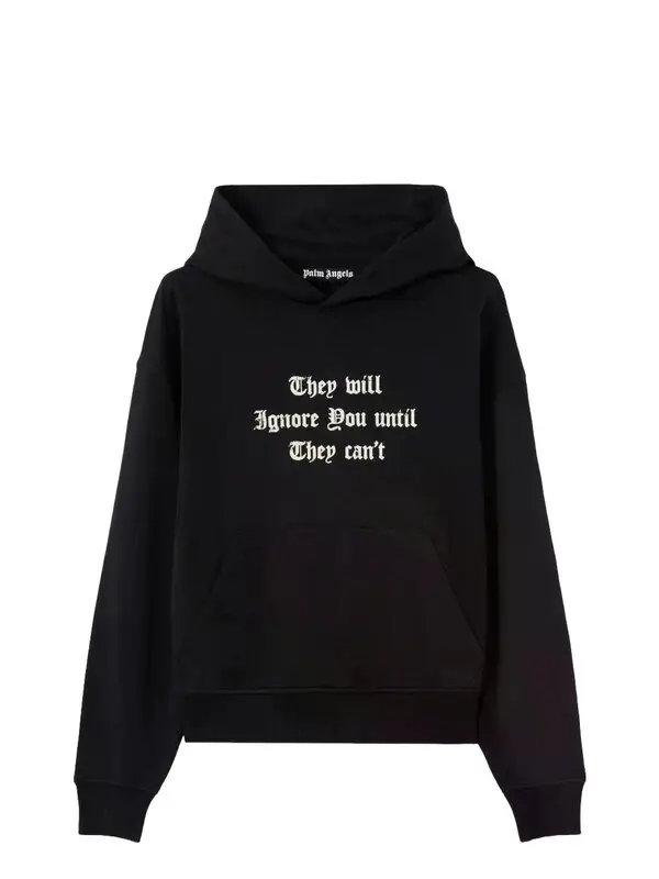 Palm Angels Text-print Kangaroo Hoodie - Black