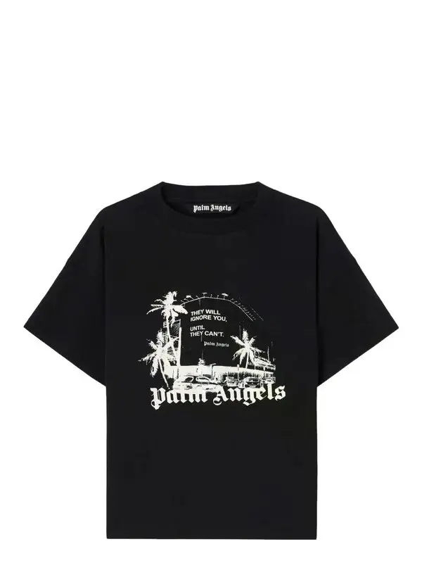 Palm Angels Graphic Print Ribbed T-shirt - Black