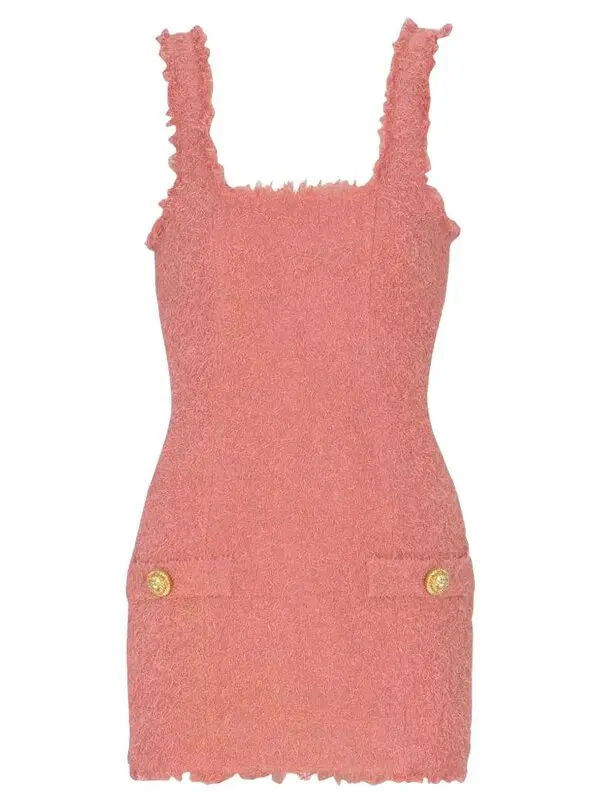Balmain Button-embellished Mini Dress - Pink