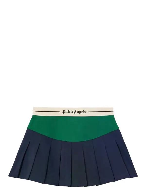 Palm Angels Logo Pleated Mini Skirt - Blue