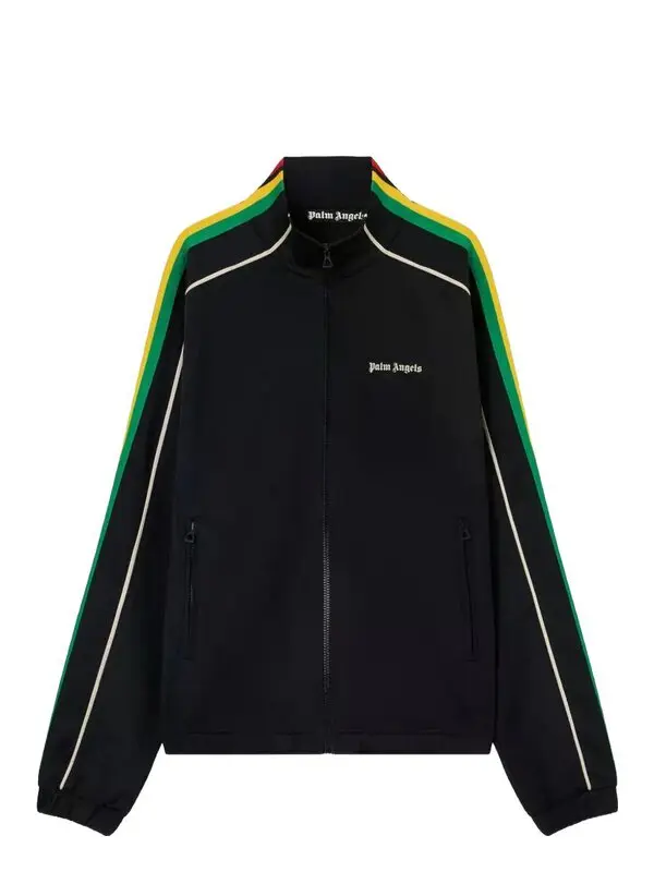Palm Angels Logo Striped Track Jacket - Black