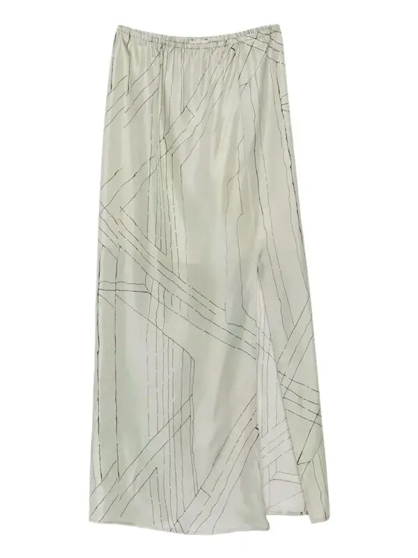 ALYSI Graphic-print Slit Skirt - Green