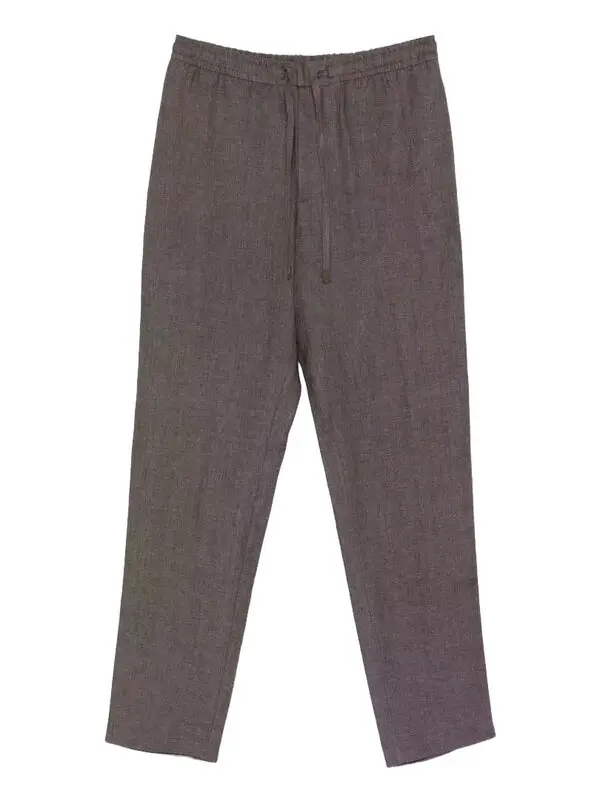 Canali Drawstring Waist Linen Trousers - Brown