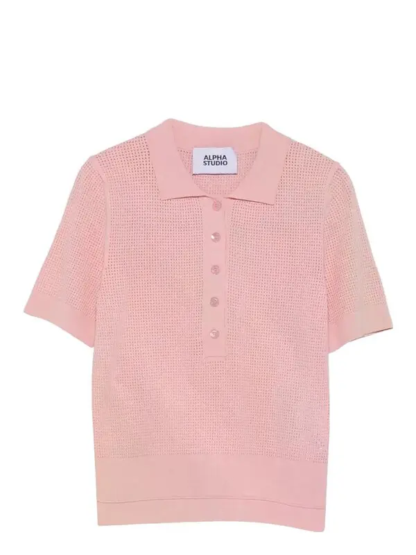Alpha Studio Buttoned Knitted Polo Shirt - Pink
