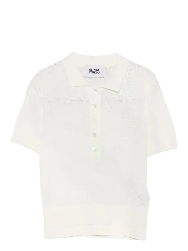 Alpha Studio Pointelle Polo Shirt - White
