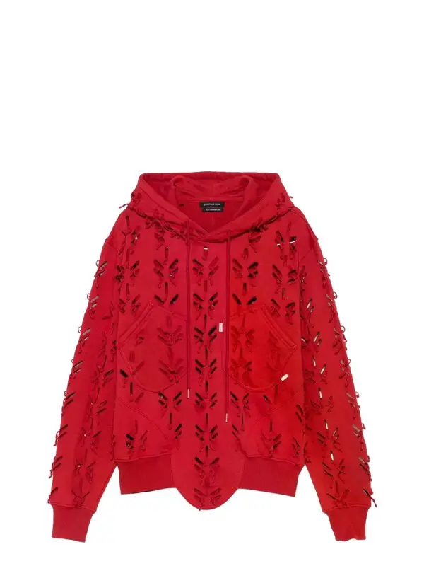 JUNTAE KIM Laser Slashed Hoodie - Red