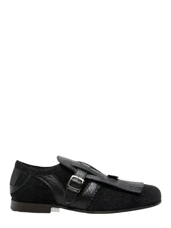 NULLUS Panelled Kiltie Monk Shoes - Black