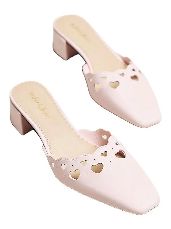 For Love & Lemons Juliette Heart Cutout Mules - Pink