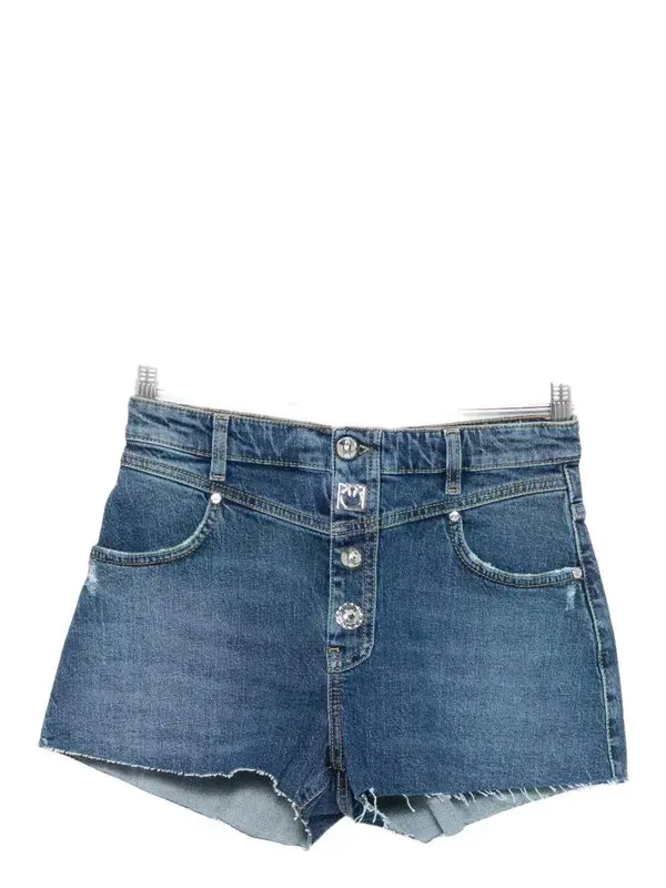 Pinko Button Frayed Hem Shorts - Blue
