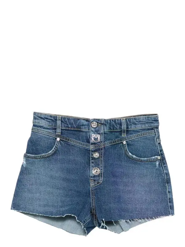 Pinko Button Frayed Hem Shorts - Blue