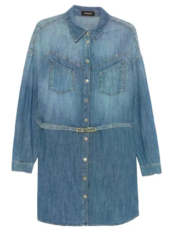 Pinko Belted Shirt Dress - Blue
