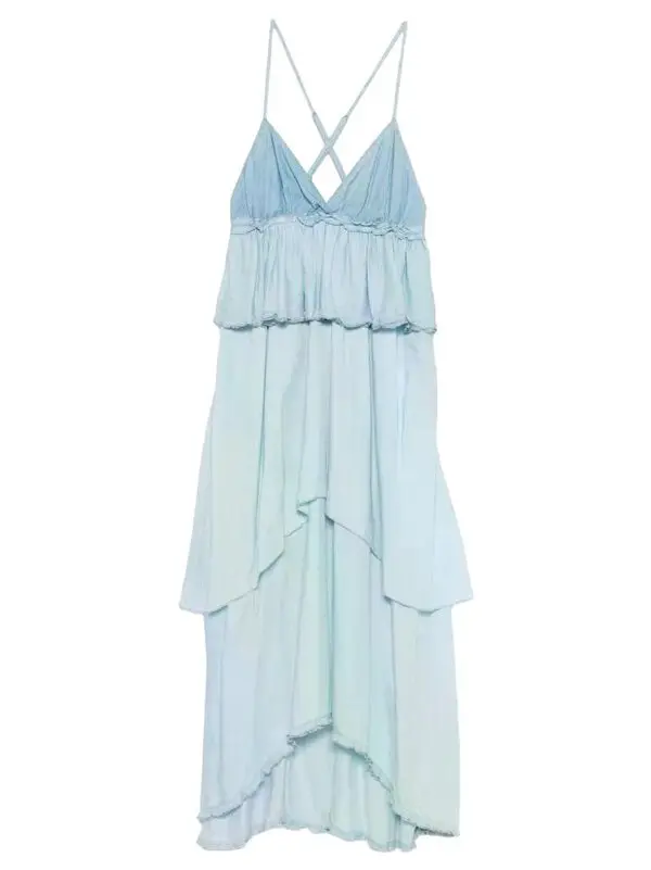 Pinko Agatha Ruffled Tiered Midi Dress - Blue