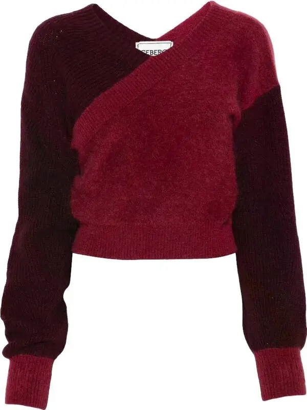 Iceberg V-neck Pullover Sweater - Red