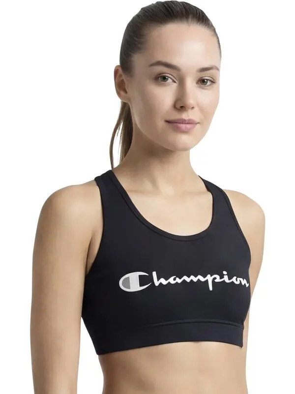 Champion Sports Bra, Script Logo - Black