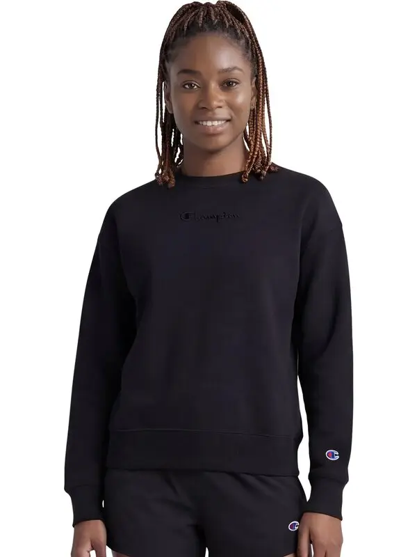 Champion Powerblend Crewneck Sweatshirt With Embroidered Logo - Black