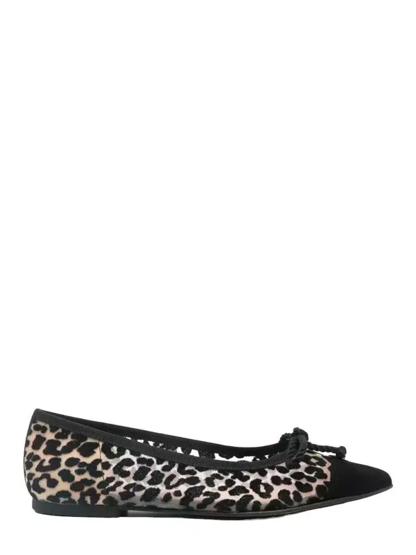Pretty Ballerinas Tyra Leopard Print Ballerinas - Black