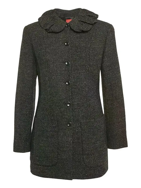 Kenzo Ruffled-collar Tweed Jacket - Black