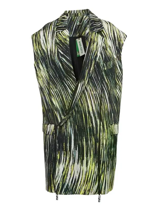 Kenzo Sleeveless Abstract-print Jacket - Green