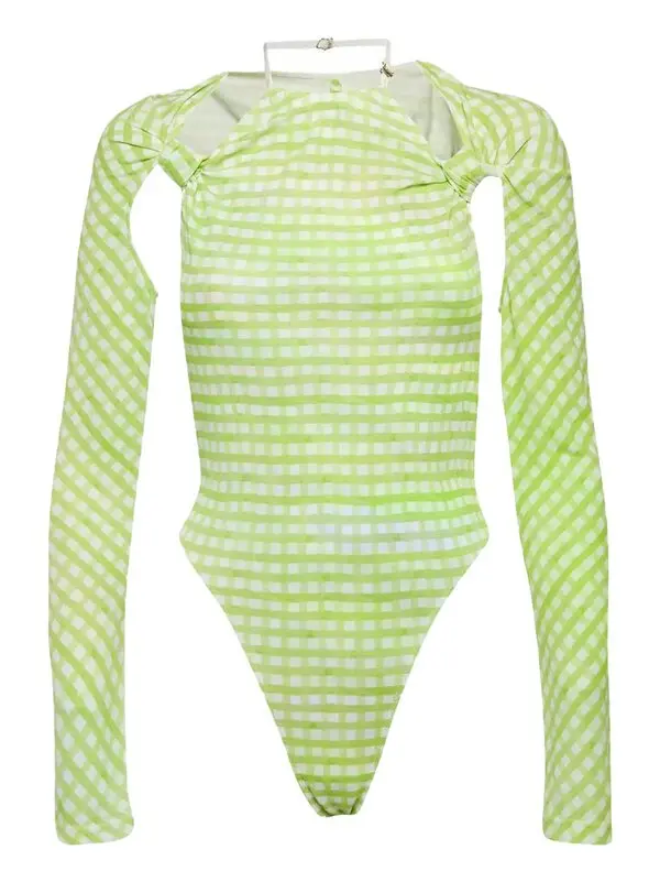 Jacquemus Le Body Nodi Checked Bodysuit - Green